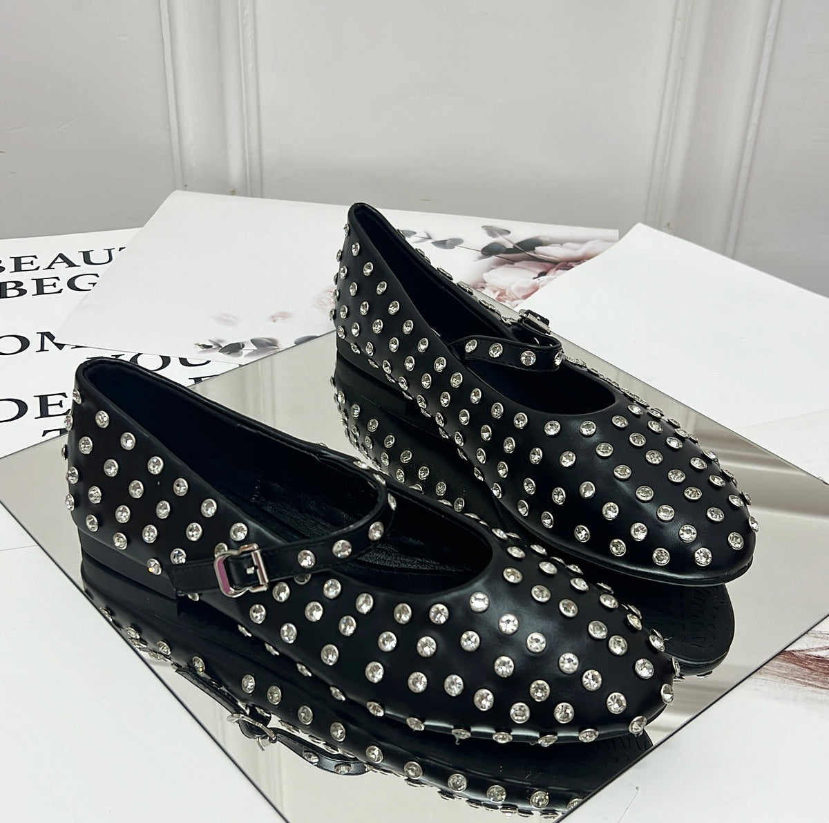 Haven - Scarpe Donna Ballerine Cinturino Borchie Casual Nero – Primi Tacchi